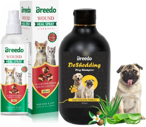 Breedo Dog Wound heal Spray (Helps cut,burns) (100gm) + Dog Deshedding ...