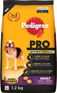 PEDIGREE PRO Adult Small Breed, (9 Months Onwards) 1.2 kg Dry Adult Dog ...