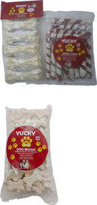 Yucky Bone Rawhide 4 inch 5 pcs 12 pcs mutton spiral 100 grams biscuit ...