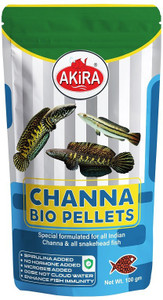 AKIRA CHANNA-BIO PELLETS 100gm. Pouch Fish 0.1 kg Dry Adult, New Born ...