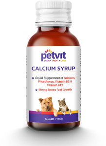 Petvit Calcium Syrup with Calcium, Phosphorus, Vitamin D3 & B12 For Dog ...