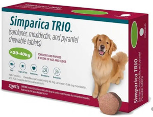 Zoetis SIMPARICA TRIO Chewable Tablets for Dogs (20-40 kg) Pet Health ...