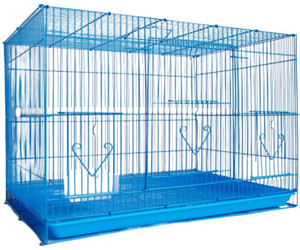 Animaux 15 Inch Blue Small Birds/Rabbit Cage with Food and Water Cups ...