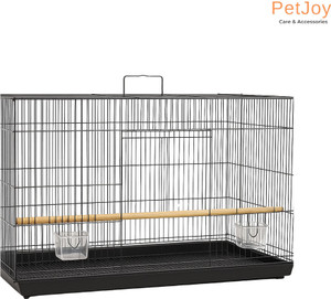 PetJoy Black Iron Bird Cage with Feeding Cup, 1 Pole with Secure Lock ...