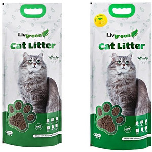 livgreen Wood Cat Sand for Poop & Pee(Natural+Lemon Scented) 10kg Pet ...