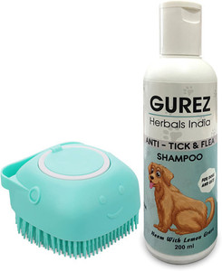 Gurez Anti Tick & Flea Dog Shampoo 200 ml For Pets + Silicone Dog Bath ...