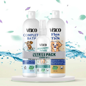 VIBCO Dog(Combo of 3)Complete Bath+Flea&Tick dog Shampoo,Natural ...
