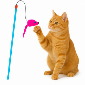 WagTalez Cat Teaser Wand Mouse Toy Cotton, Nylon, Plastic Stick, Chew ...