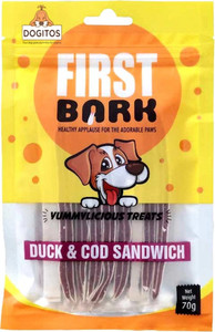 first bark Duck & Cod Sandwich Dog Treat - 70 gm Duck Dog Treat Price ...