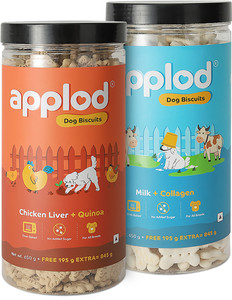 Applod Applod Dog Treats Biscuits Liver+Milk(2 Flavours, 845g x2) Liver ...