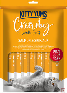 Kitty Yums Creamy Lickable (15g x24 Pieces) Skipjack & Salmon Cat Treat ...