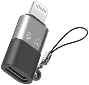 UBRONIK Grey Male Lightning Adapter Connector OTG iPhone Type C Female ...