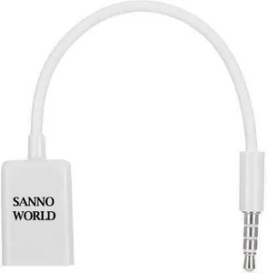 SANNO WORLD White 3.5mm Male Car AUX Audio Jack to USB 2.0 Female ...