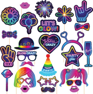ZYOZI 30 Pieces Glow Neon Party Photo Booth Props Neon Party Favor Glow ...