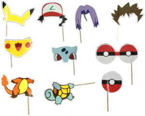 Partywala Pokémon Theme Stick Props Set Of 10 Pcs Photo Booth Board ...