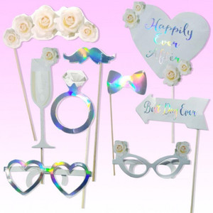 Partywala Wedding Stick Props Pack of 10Pcs (White) Photo Booth Board ...