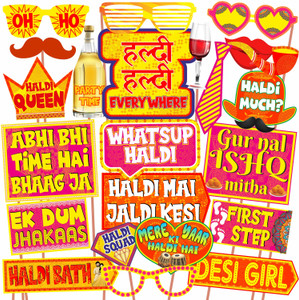 Wobbox Haldi Ceremony Props, Haldi Decoration Items(2) Photo Booth ...