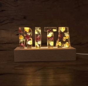 Brightfashion Customise Epoxy Resin Alphabet Name LED Lamp 8 inch ...