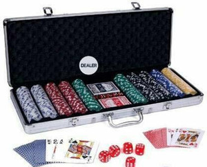 Adult Casino Style Poker Chips Set With A Aluminum Finish Case, 2 Decks ...