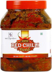 self signature Organic Stuffed Banarasi Red Chilli Pickle, Mirchi Ka ...