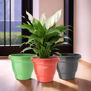 HOMESTIC (Pack of 3) 2-Layer Flower Pot for Home Décor (6 Inch) Red ...