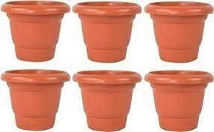 VirajSanchi 8 inch Gamle Heavy Duty Plastic Round Gardening Flower Pots ...