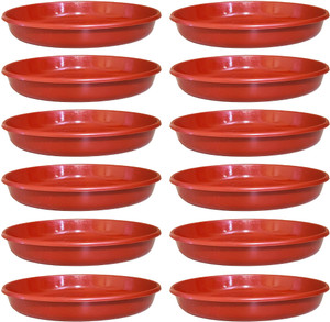 RGDECOR 12 Pcs - 8 Inches Red Bottom Tray | Pot Saucer | Pot Plate for ...