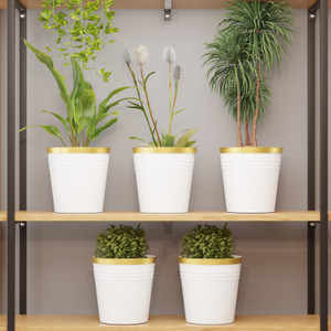 FORWAY 7 inches Shiny Planters for Living Room, Flower Pots for Home ...