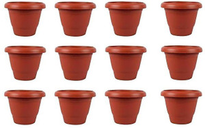 vicvot 10 Gamle-10 inch Plastic Planter Set For Garde,Balcony Brown ...