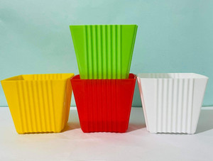 Hashif Pack of 4 Garden pot Square type Indoor pot Plant Container Set ...