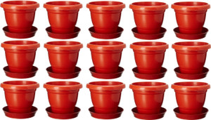 Friends Gang Deluxe Flower Pot 8 Inch with Tray Brown Colour Plastic ...