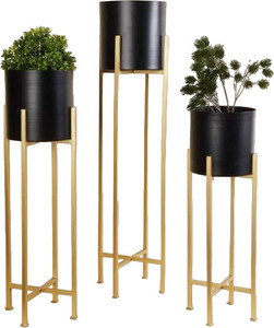 GUSTO ENDEAVOURS Metal Plant Stand Set Pot Gold Powder Coating Metal ...