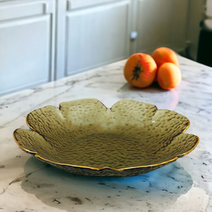 Lemon Tree Flower Shape 10 inch Coloured Glass Platter Deep Dish Plate ...