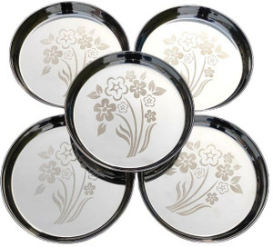 LAVISH UP STAINLESS STEEL HEAVY THALI/PLATE ( 12 INCH ) -FLORAL DESIGN ...