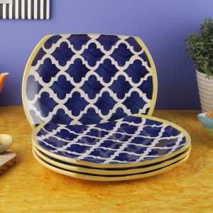 VarEesha Blue Moroccan Ceramic Rectangular Serving Plate/ Rice Plates ...
