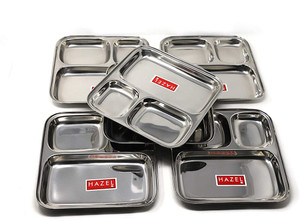 HAZEL Compartment Plate Set Nasta Plate Set of 6 Pav Bhaji Plates for ...