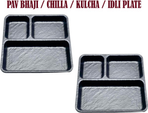 ZIDO PACK OF 2 PLATE FOR PAV BHAJI/CHILLA/IDLI/DOSA/VADA/CHOLE KULCHE ...