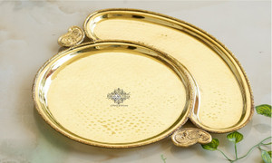 INDIAN ART VILLA Brass Maharaja Design Dinner Plate 12'' Inch Dinner ...