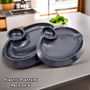 Inpro Stylish Designer Plastic Snacks Platter Set of 6 in Black Color ...
