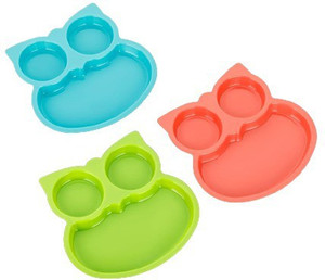 Hardin Cute Kids Fancy OWL Shape plates Dinner Plate/Sectioned Plate 3 ...