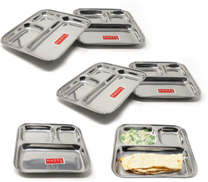 HAZEL Pav Bhaji Plates for Restaurant Nasta Plate Set of 6 Steel ...