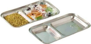 AGRITECH Stainless Steel 2 IN 1 Two Compartment Nasta/Dinner Plate- Set ...