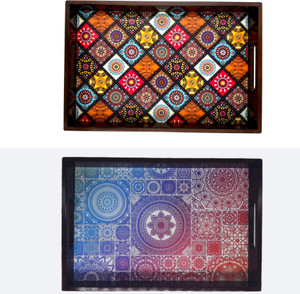 Espoir bloom Wooden handicrafts serving combo set of 2 EB-T334 Tray ...