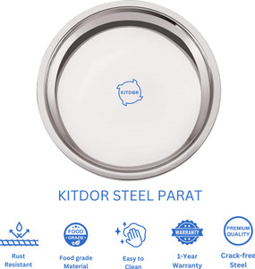Kitdor Stainless Steel Atta Parat for Dough- 29 cms (Size 13), 22 Guage ...