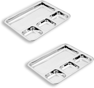 DOKCHAN 4 in 1 Partition Thali Stainless Steel Plate, Deep Compartment ...