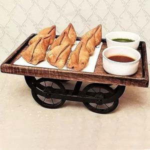 Ruby Perl Antique Shape wooden tray with working wheels for serving ...
