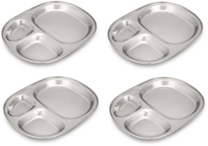 Dynore Stainless Steel 3 IN 1 Three Compartment Nasta/Dinner Plate- Set ...