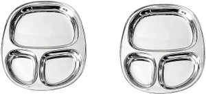 Dynore 3 IN 1 Three Compartment Nasta/Dinner Plate- Set of 2 Sectioned ...