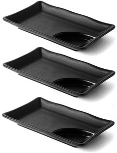 Sash Pure Melamine Unbreakable Chilla Platter for Snacks, Black (3 ...