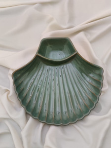 the saucer company CERAMIC SHELL PLATTER/ SERVING DISH/ CHIP AND DIP ...